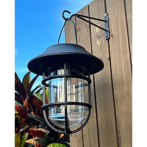 Icerona Solar Lantern Hanging Solar Lights, Metal Waterproof Solar Lights Outdoor with Hooks, 2 Pack Garden Lights Outdoor Decorative for Patio Porch Yard Fence