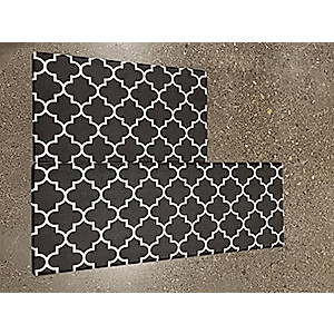 IO Anti Fatigue Mat Set of 2 Cushioned Standing Desk Mat and Kitchen Rug - Stain Resistant Waterproof and Non-Slip - Kitchen Office Home Sink Laundry - Black