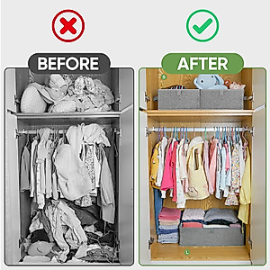 BALEINE 3 Pack Closet Storage Bins for Shelves, Trapezoid Clothing Organizer with Handles, Foldable Linen Fabric Box Containers for Home Bedroom Office, Winter Gray Small