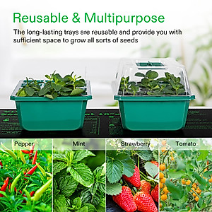 VIVOSUN 2 Pack Durable Waterproof Seedling Heat Mat Warm Hydroponic Heating Pad and 12-Pack Seed Starter Trays, 144-Cell Seed Starter Kit with Humidity Dome