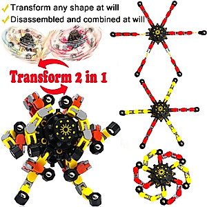 3Pcs Fingertip Gyro Fidget Spinners, Spinning Top Toy Transformable Spinners Fidget Chain Toy Deformed Mechanical Spiral Twister Stress Relief Toy for Kids Adults