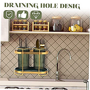 Cabilock 1 Set Light Luxury Cutlery Rack Spoon Storage Holder Round Spoon Container Ornament Container Silverware Holder Silverware Organizer The pet Spoon Rest European and American