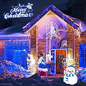 JMEXSUSS 2 Pack Blue Solar Christmas Lights, 33ft 100 LED Solar String Lights Outdoor Waterproof, 8 Modes Copper Wire Mini Solar Fairy Lights for Outside Patio Garden Tree Party Christmas Decorations