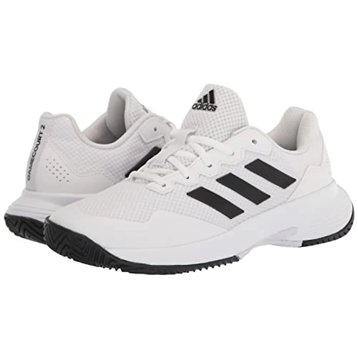 adidas Men's Gamecourt 2 Tennis Shoes, White/Core Black/White, 11