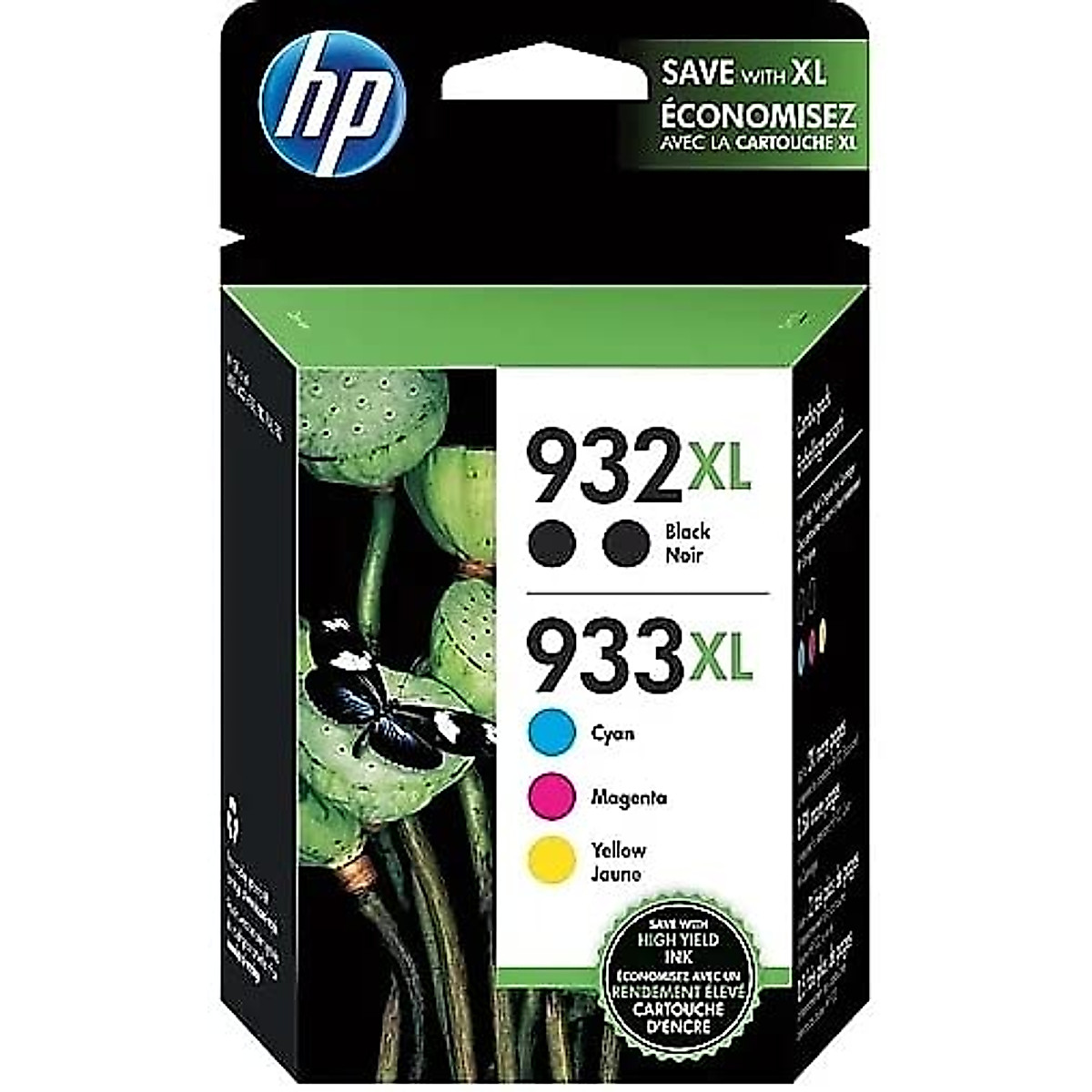 HP 933Xl / 932Xl (N9h69fn) Ink Cartridges (Cyan Magenta Yellow Black) 5-Pack in Retail Packaging