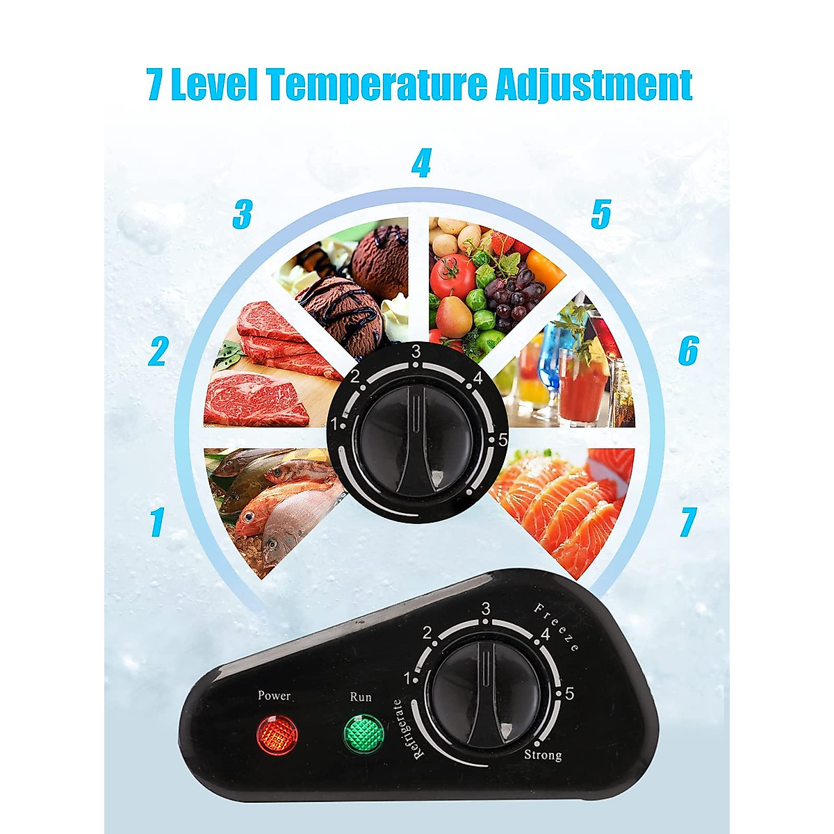 KRIB BLING Chest Freezer 5.0 cu.ft Mini Adjustable 7 Thermostat Compact Deep Freezer Top Door Low Noise with Removable Basket Black