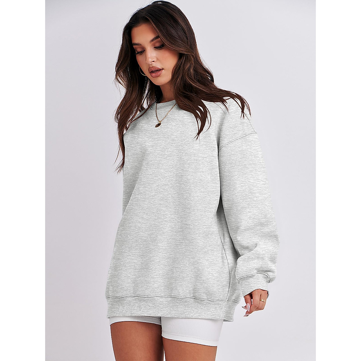 ANRABESS Sweatshirt for Women Oversized Crewneck Hoodies Fleece Casual Pullover Top Fall Fashion Outfits Clothes 2025 A1019 light gray X-Large