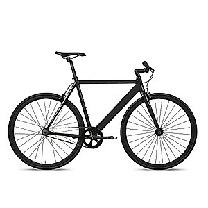 6KU Aluminum Fixed Gear Single-Speed Fixie Urban Track Bike, Shadow Blacke, 58cm/L, Large