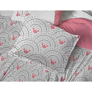 Jay Franco Disney Minnie Mouse Twin Comforter Set - 5 Piece Bedding Includes Sheet Set & Pillow Covers - Super Soft Cozy Pink Mandala Bedding