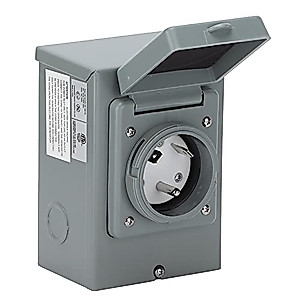 aqxreight - 30 Amp Generator Power Inlet Box, TT-30P Power Inlet Box, 125 Volt, Max Power 3750 Watts, Weatherproof, Outdoor Use