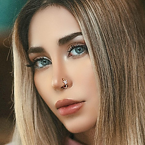 Jewseen 14K Solid Gold Nose Rings Hoop 18G 20G Nose Ring Butterfly Thin Nose Piercings Nose Piercing Jewelry for Women