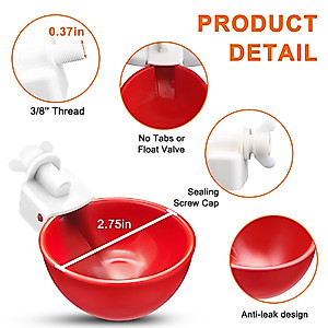 ZenxyHoC DIY Chicken Waterer Cups, 5 Pack Automatic Chicken Water Feeder Kit with 1/8'' MPT Hole Saw for Buckets Boxes Troughs, Poultry Waterer for Chicks Duck Goose Turkey or Bunny