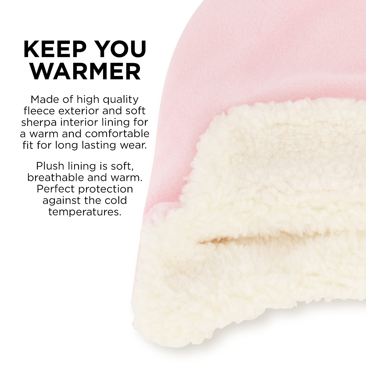 Rising Star Baby Girl's & Boy Infant Winter Mittens Set Sherpa Lined with Earflaps-Newborn Trapper Hat 0-24 Months, Pink