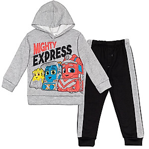 Mighty Express Nate Milo Brock Little Boys Fleece Pullover Hoodie and Pants Outfit Set Gray/Black 7-8