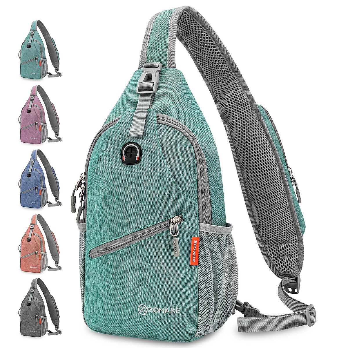 ZOMAKE Small Sling Bag, Travel Sling Backpack, Waterproof Hiking Cycling Crossbody pack for Men Women(Army Green)