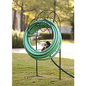 Liberty Garden 640 Carrington Decorative Metal Hose, Stand w/Bib, Black