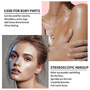 Polvo De Hadas Highlighter Stick Puff Fairy Stick Highlight Powder Glitter Loose Powder Brush Stick Contouring Powder Shimming Face Powder Blusher (#01 Pearl White)