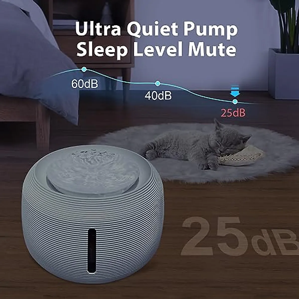 YDRQEA Cat Water Fountain, Water Fountain for Cats Inside Ultra Quiet Pet Water Fountain for Cats, 84 fl oz/2.5L Automatic Cat Drinking Fountain White, 2 Pack Filters.