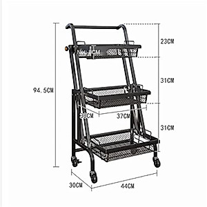 XXXDXDP Trolley Stall Parallel Folding Portable Shelf Floor Kitchen Multifunction Storage Rack Kitchen Organizer Metal Stand