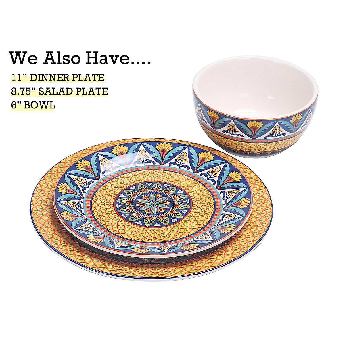Bico Havana Ceramic Dipping Bowl Set (9oz bowls with 14 inch platter), for Sauce, Nachos, Snacks, Microwave & Dishwasher Safe