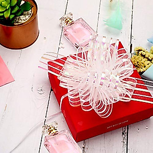 Pull Bows, 20Pcs Large White Organza Pull Ribbon String 6 Inches Gift Warp Bows for Wedding Birthday Party Christmas Gifts Decoration