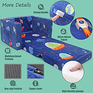 ACRABROS Kids Couch: Toddler Sofa Bed Fold Out for Gilrs Boys Baby Flip Out Convertible Lounge Chair Space