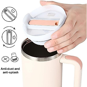 RaepperHan 40oz Car Travel Mug With Handle And Straw Lid | Stainless Steel Insulated Mug | Hot & Cold Drink Mug, Fitness & Sports Mug (White),RZSB01