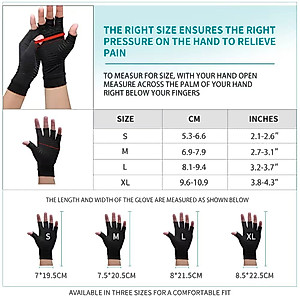 Ricbestlab Copper Arthritis Gloves for Women Men, Fingerless Breathable & Moisture Wicking Arthritis Compression Gloves for Computer Typing and Dailywork of Hands joint Support (Large)