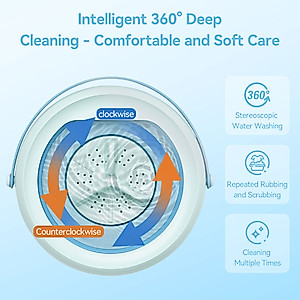 MEHIDFY Portable Washing Machine, 4.8L Foldable Mini Washing Machine, Portable Washer, Intelligent Mini Washer, Underwear Washing Machine for Apartments, Camping, Travel, Ozone & Blue Light Deep Clean