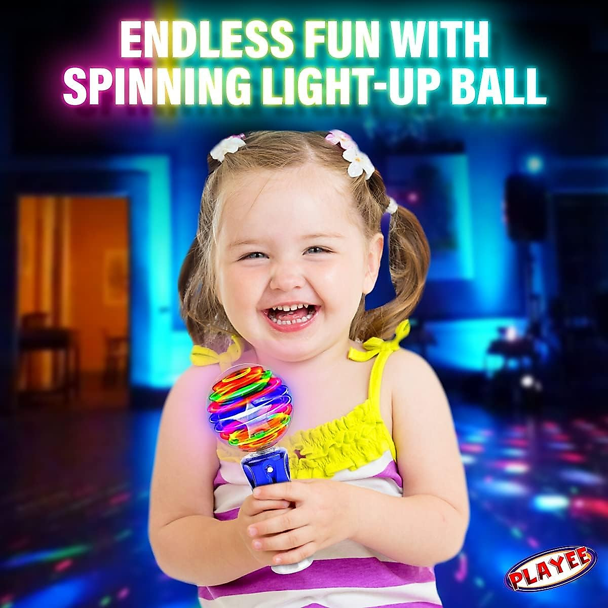 Light Up Magic Ball Toy Wand for Kids - Sensory Lights Spin Toy- Rotating Flashing LED Spinning Wand for Boys and Girls - Autism Toys for Kids - Thrilling Spinning Light Show - Birthday Party Favor