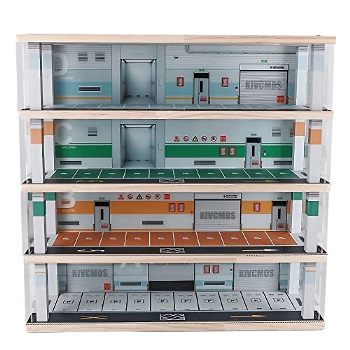 kivcmds 1:64 Scale Alloy car Model Display case. Suitable for Collecting hot Wheels and die-cast Cars with Lighted Scenes Parking lot with 40 Parking Spaces on 4 Levels (Underground Garage Scenes)