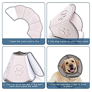 Noble Hydric Pet Cone for Small Dogs and Cats,Cat Cone Collar Soft to Stop Licking Extra Soft Dog Cone Alternative After Surgery for Large Medium Small Dogs-Adjustable 13.4"-15.7" Recovery Cone(L)