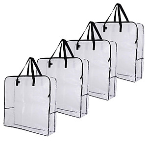 VENO 5 Pack Moving Bags, Wreath Storage Bag, Garland Container, Moving and Packing Supplies for College. Moving Boxes Alternative, Under the Bed Storage, Storage Bags for Comforter (Clear, 5 Pack)