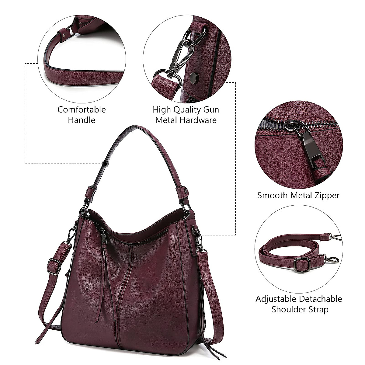 Tote Bag for Women PU Leather Shoulder Bags Fashion Hobo Bags Large Purse and Handbags with Adjustable Shoulder Strap