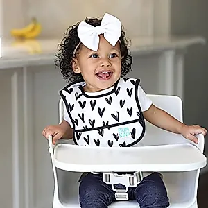 Bumkins Starter Bib, Baby Bib Infant, Waterproof Fabric, Fits Infants and Babies 3-9 Months â€“ Hearts & XOXO (2-Pack)