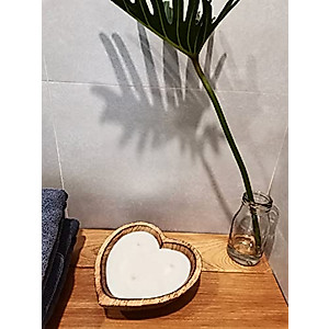 6” Heart Shaped Wooden Bowl Candle with Soy Wax - 3 Wicks 5 oz Decorative Dough Bowl Candles for Anniversary Engagement Wedding Birthday Valentine Christmas Gift (Vanilla Sandalwood - 6" Brown Bowl)