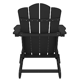 KINGYES Folding Adirondack Chair, HDPE All-Weather Folding Adirondack Chairs, Outdoor Patio Adirondack Chair for Deck Lawn fire Pit, Black