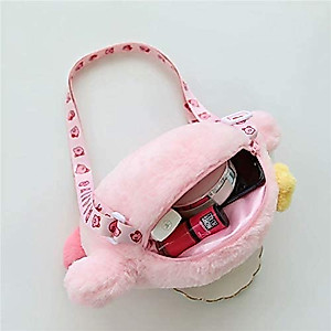 Mxcostume Kawaii Pink Plush Makeup Cosmetic Storage Cute Handbag Bag Organizer (Shoulder bag)