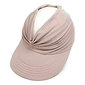 Sun Hat Women Sun Beach Visor Cap UV Protection with Wide Brim for Sports Beach Golf Hiking (Beige/Pink)