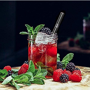 HALM Glass Straws - Variety Pack: 6 Reusable Drinking Straws in 2 Sizes + Plastic-Free Cleaning Brush - Made in Germany - Dishwasher Safe - Eco-Friendly - Perfect for Smoothies, Cocktails