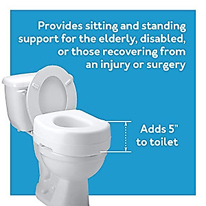Carex Toilet Seat Riser - Adds 5 Inch of Height to Toilet - Raised Toilet Seat With 300 Pound Weight Capacity - Slip-Resistant (White)