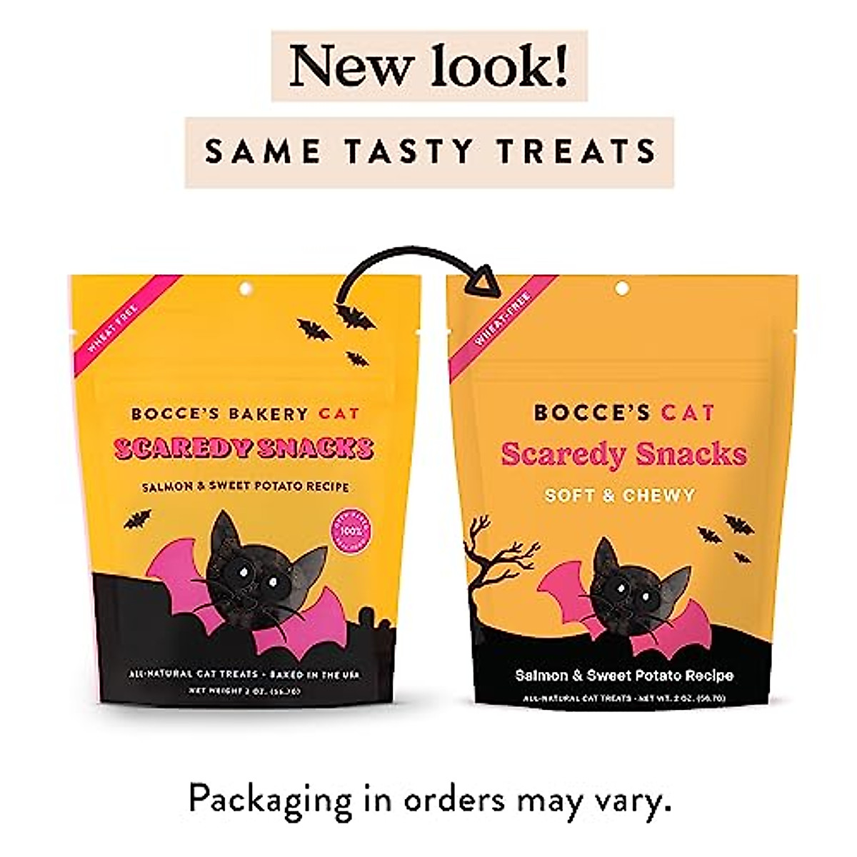 Bocce's Bakery All-Natural, Seasonal, Scardey Snacks Cat Treats, Wheat-Free, Limited-Ingredient Soft & Chewy Treats Inspired by Halloween, 2 oz