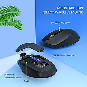 Silent Keyboard and Mouse Wireless Combo, TopMate 2.4G Super Quiet Slim Keyboard Mice Set with Calculator Button, Mute Mouse and Noiseless Keyboard with AA(A) Batteries, for PC/Laptop/Windows
