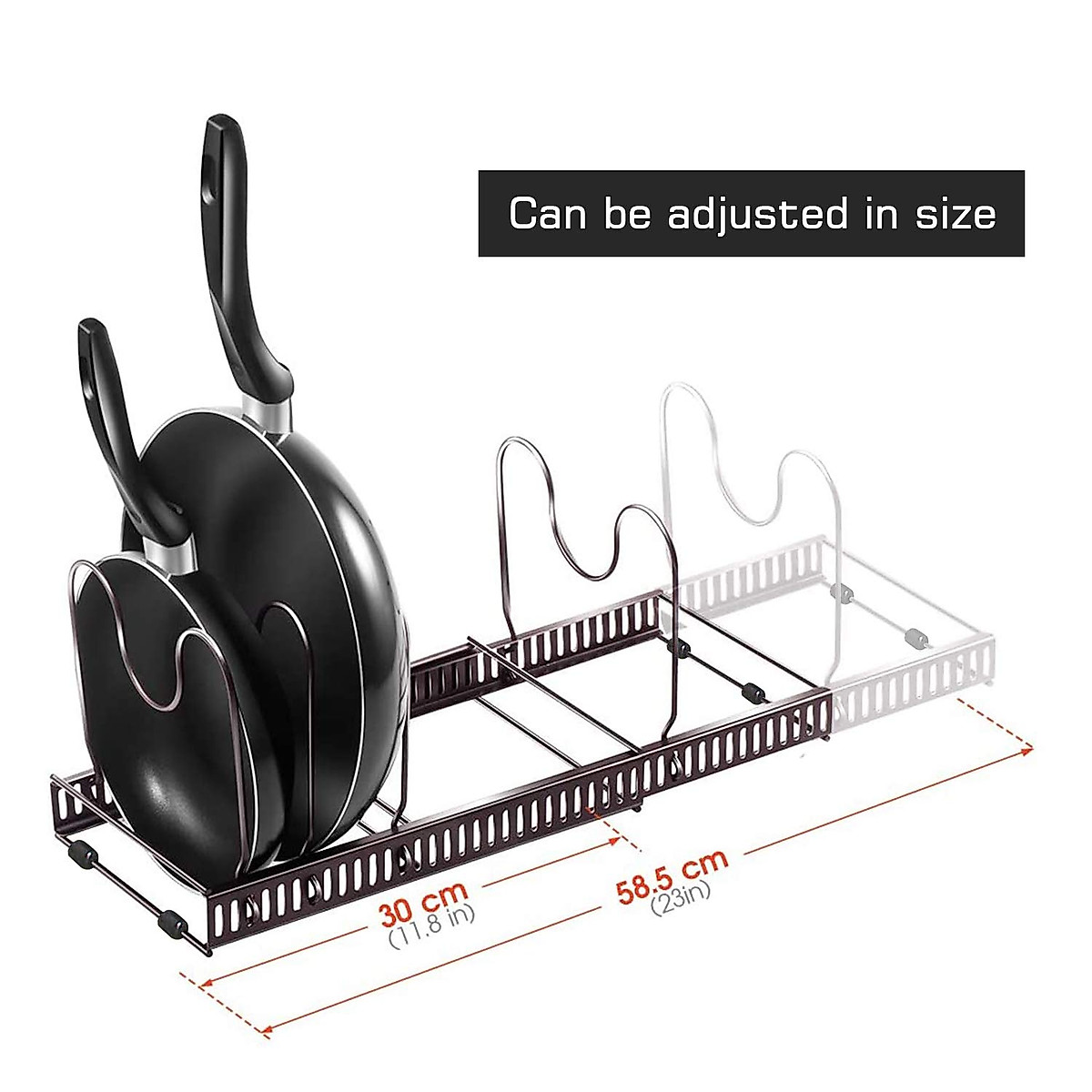 MDHAND Pots and Pans Organizer for Cabinet, Pot Rack with 2 DIY Methods, Adjustable Pan Organizer Rack for Cabinet, Pot Organizer for Kitchen Organization & Storage, Pot Lid Organizer