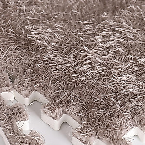 EVA Foam Interlocking Carpet Tiles - 0.47 Inch Thick Puzzle Floor Play Mat for Protective -12X12 Inch Area Rug-12 Pcs(Color:White+Dark Coffee)