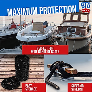 BTG Gear Heavy Duty 1/2" Marine Ropes Dock Line Reflective Boat Kit-Bow Lines for Boats up to 36'-Includes (Two 25'x1/2" Bow Lines, ONE 35'x1/2" Spring)-Double Braided Nylon Dock Kit (Rope with Loop)