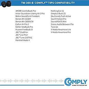 Comply TrueGrip TW-300-B Universal Replacement Earbud tip for Most True Wireless Devices; Compatible with Anker Soundcore Liberty Air 2 Pro, Nothing Ear (1), JBL Live Pro and More (Assorted, 3 Pairs)