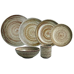 GagalU China Dinnerware Set,Dinner Plate Ceramics Dinnerware Set, Retro 26 Pieces Plate and Bowls Sets | Stoneware Matte Porcelain Dinner Set for Special Suitable for and Hotel,Din