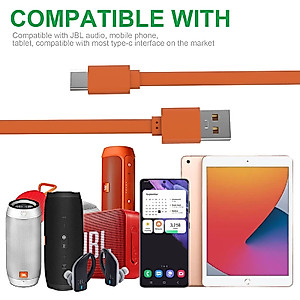 Xivip Replacement Charge 4 Charging Cord Charger Adapter Compatible with JBL Charge 4, JBL Charge 5, JBL Flip 4, JBL Flip 5, JBL Pulse 4, JR POP, Endurance Peak Wireless Speakers, Orange, 3.3ft