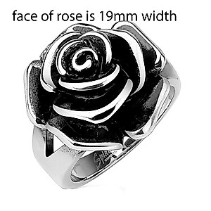 blue palm jewelry Full Bloom Single Rose Cast Band Ring Stainless Steel Band Ring R650